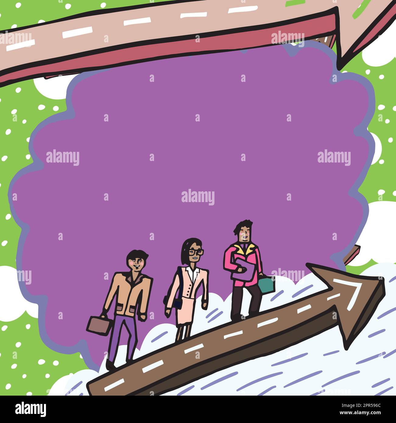 Illustrated Business Team Climbing With Arrows Around And Important ...