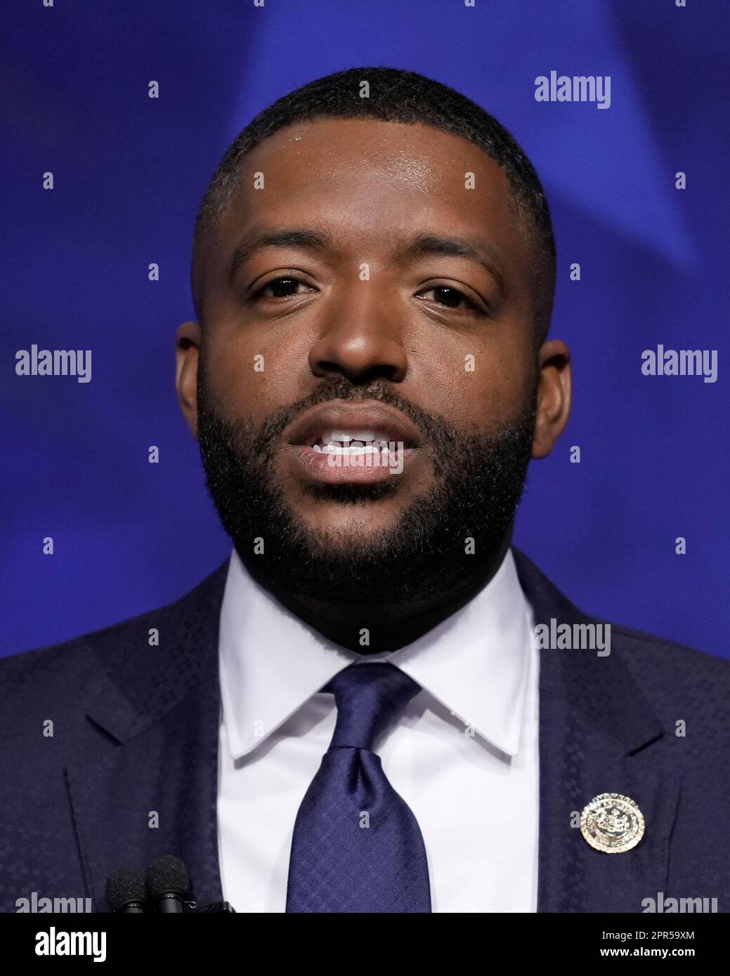 Mayoral candidate State Rep. Amen Brown, takes part in a Democratic ...