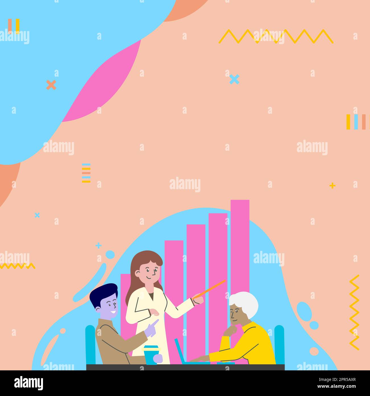 Lady Drawing Explaining To Her Teammate Process Steps. Woman Showing ...