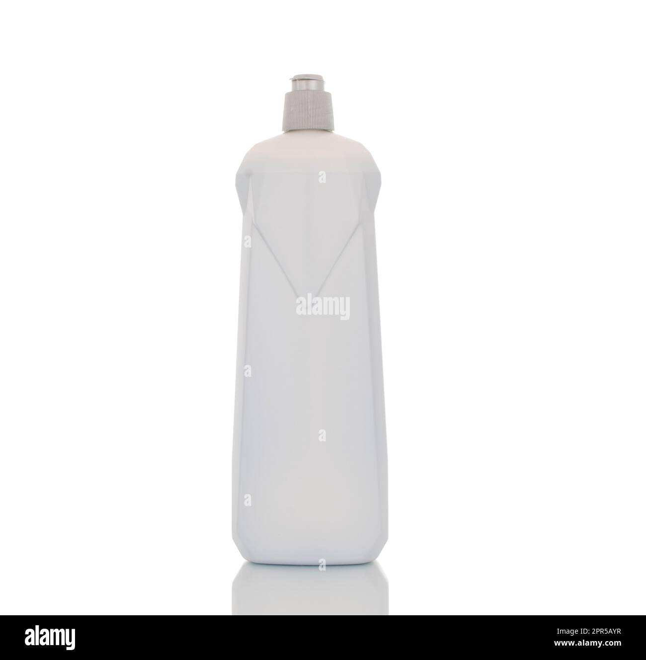 One plastic container for liquid, macro, isolated on white background ...