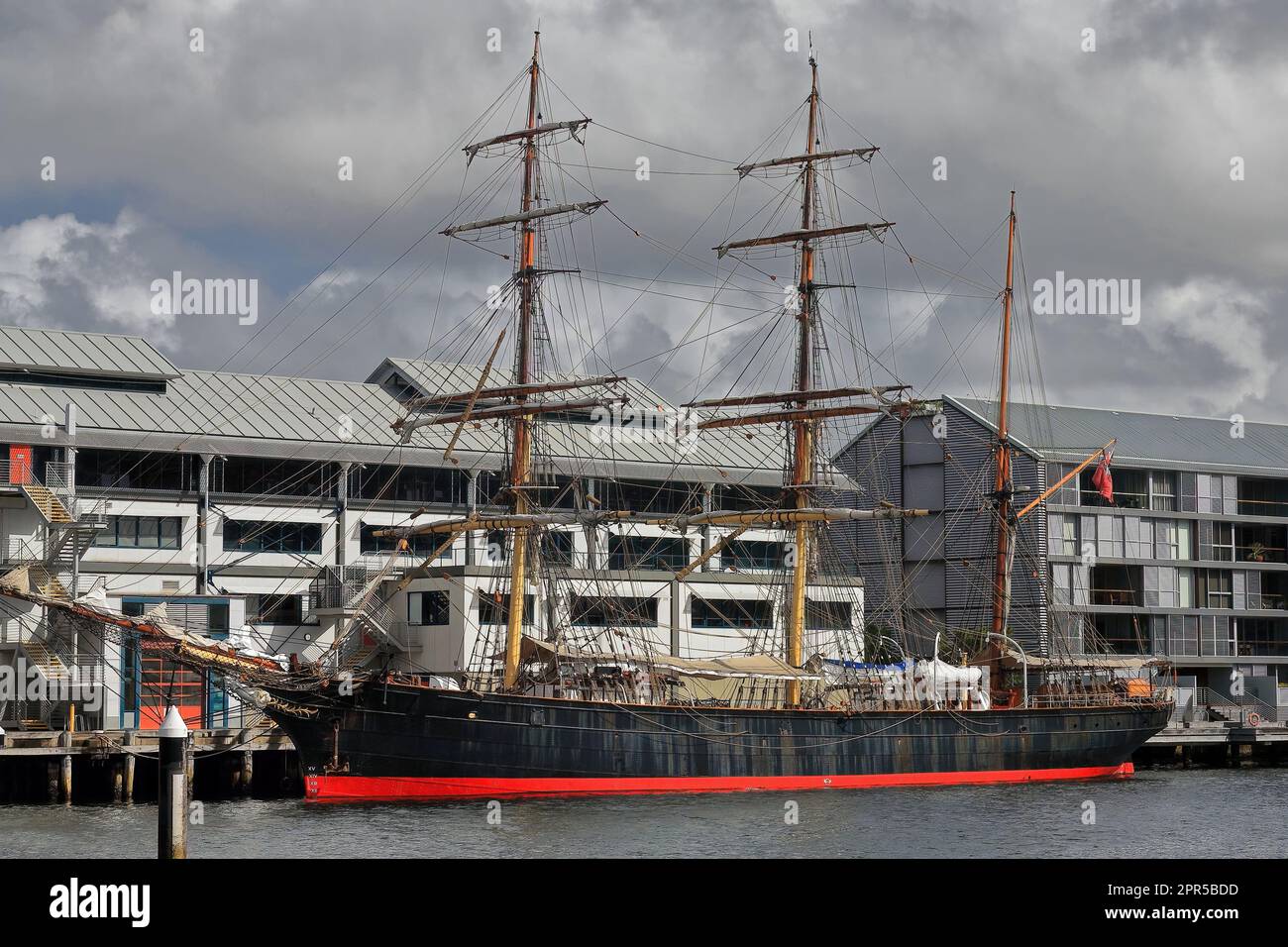 616 Iron-hulled, three-masted barque ship on display outside the ...
