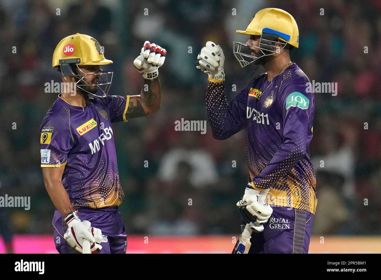 Kolkata Knight Riders' captain Nitish Rana, left, and Venkatesh Iyer ...