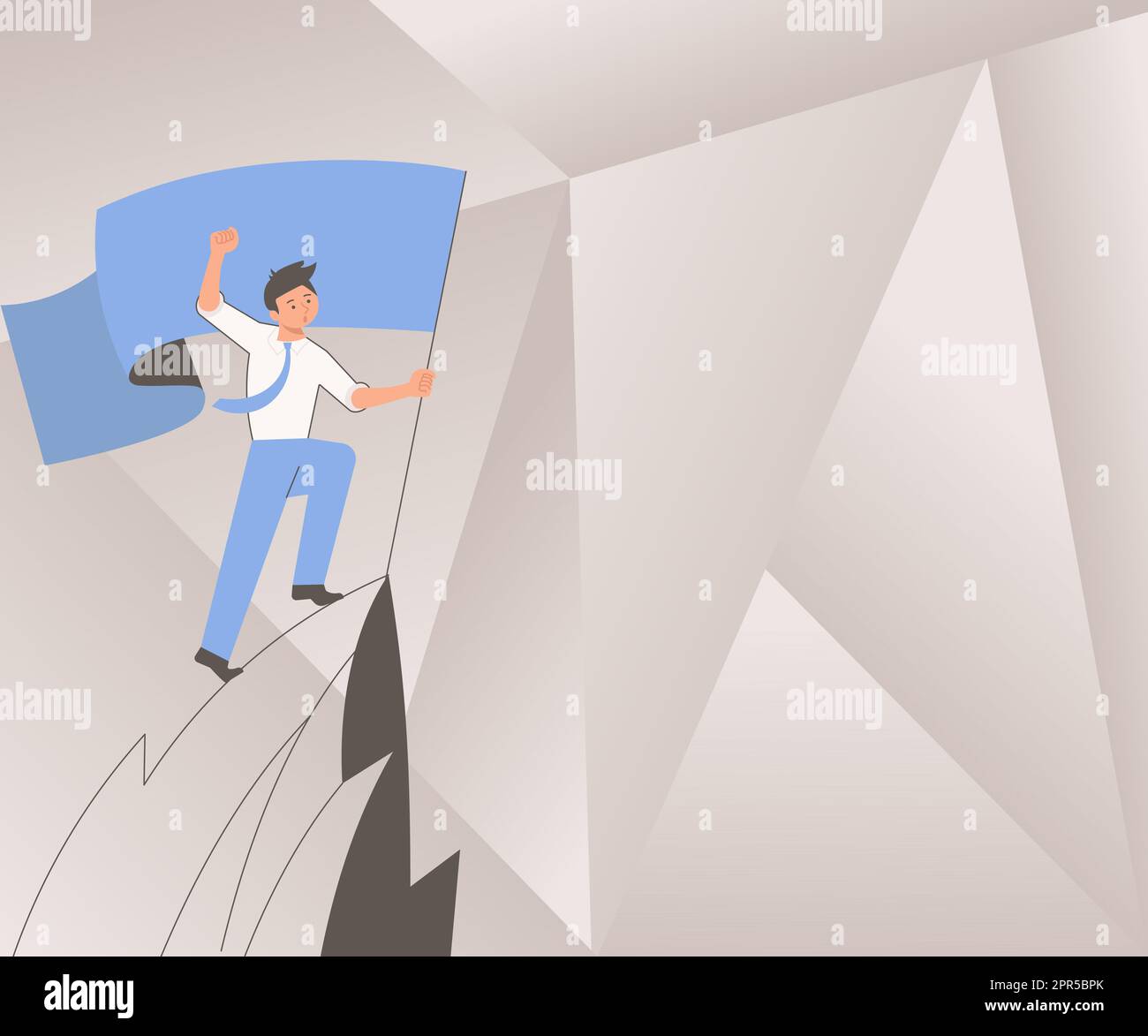 Man On A Mountain Drawing Proud Of His Climbing Success To The Clouds ...