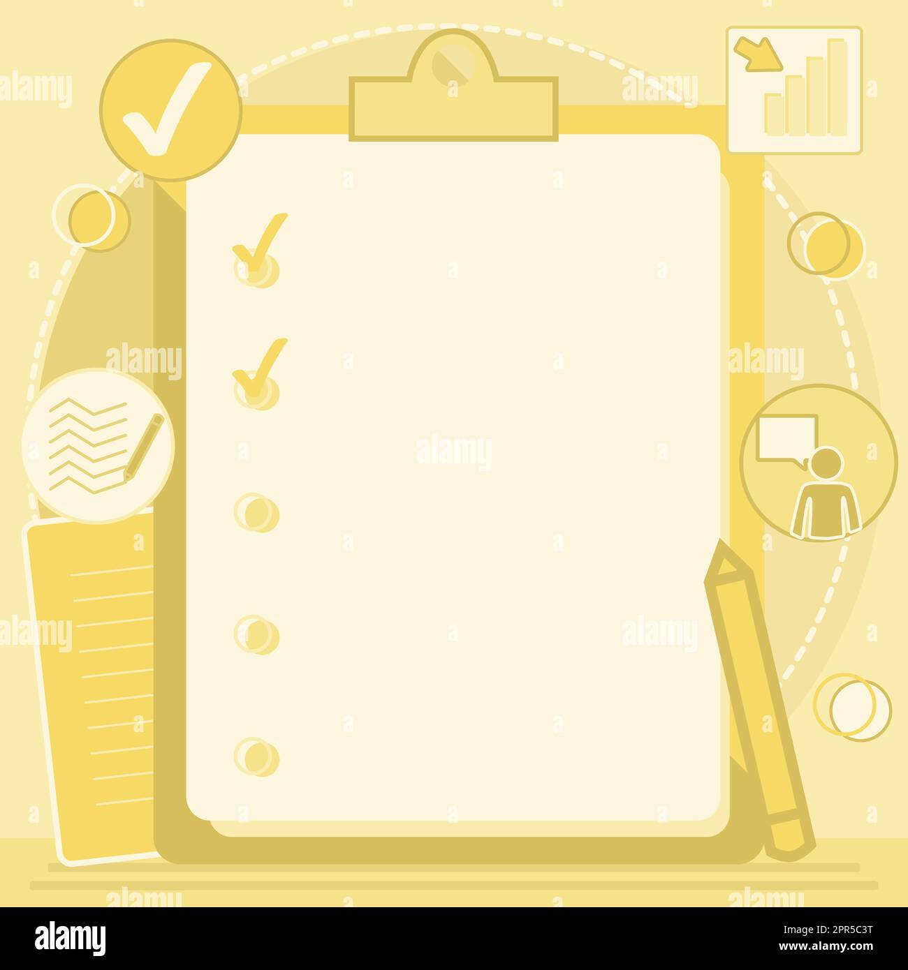Clipboard Drawing With Checklist Marked Done Items On List. Board With ...