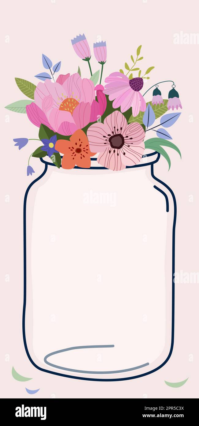 Bouquet flowers on jar Stock Vector Images - Alamy