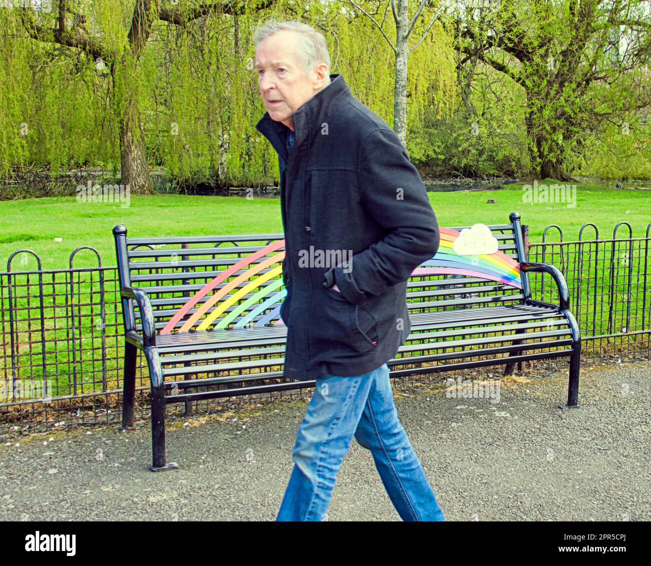 Memorial rainbow bench hi-res stock photography and images - Alamy