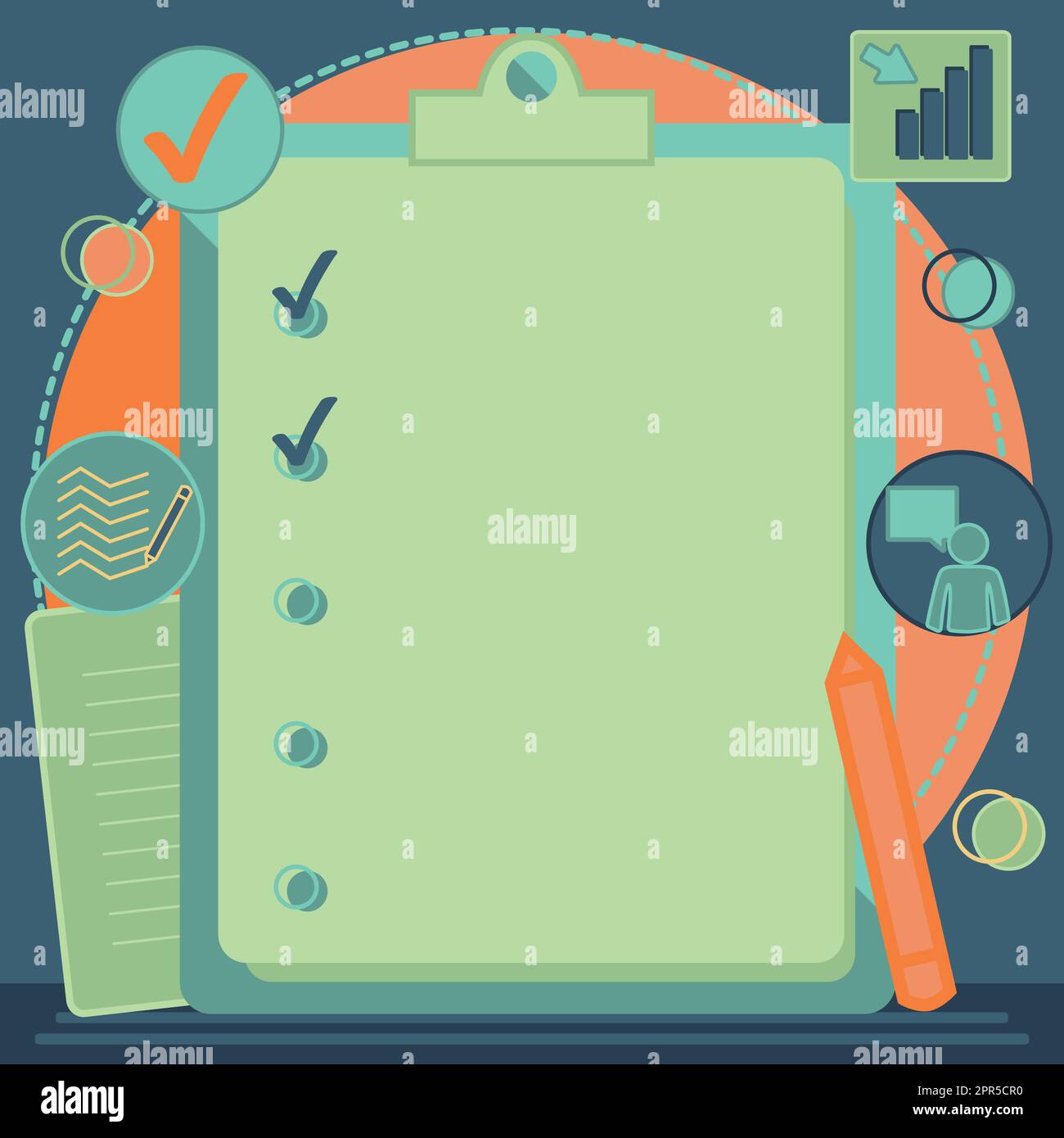 Clipboard Drawing With Checklist Marked Done Items On List. Board With ...