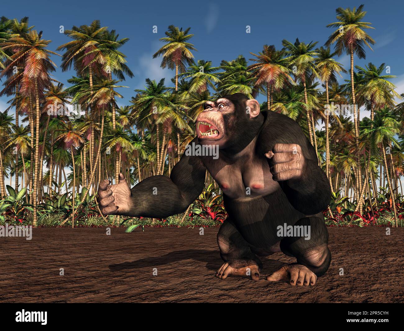 Chimpanzee in the jungle Stock Photo - Alamy