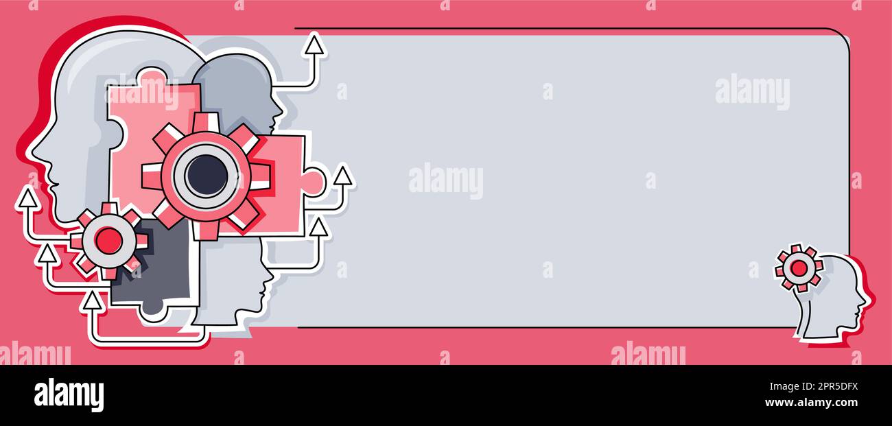 Multiple Heads With Cogs Showing Technology Ideas. Gears In Brain ...