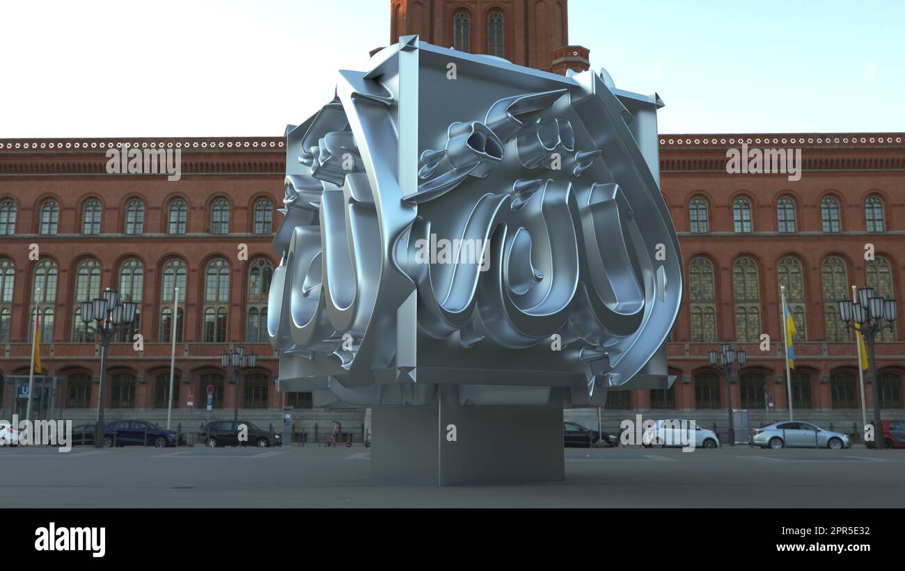 3D Illustration in Arabic of the most pious name of the creator of the ...