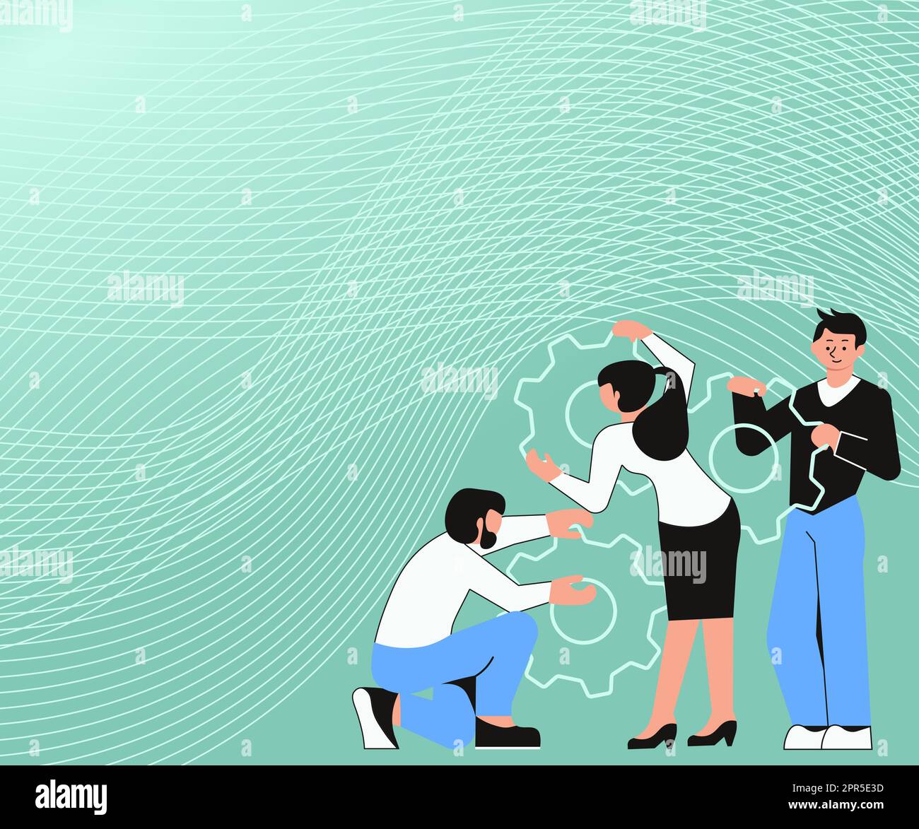 Illustration Of A Group Holding Spur Gear Helping Each For Their Work ...
