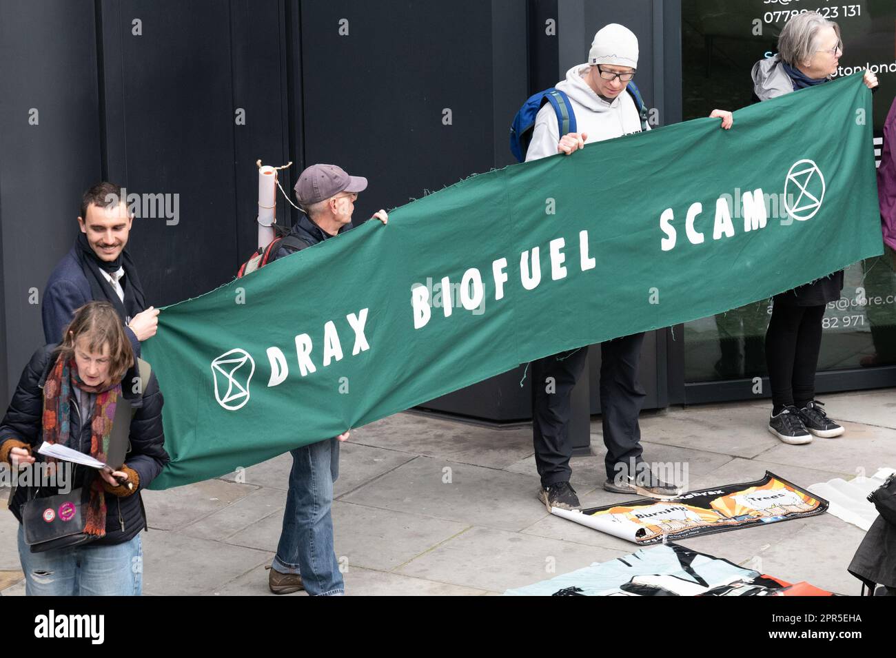 London, UK. 26th April 2023. Climate activists, including from Biofuel ...