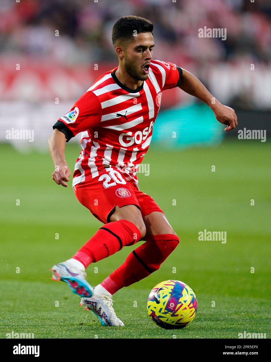 Yan Couto of Girona FC during the La Liga match between Girona FC and Real Madrid played at ...