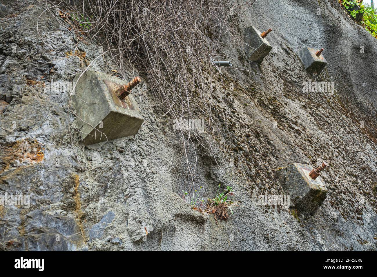Rock bolts and Anchors to protect rock slopes from destruction ...