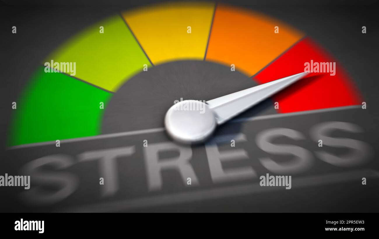 Stress barometer on red Stock Photo - Alamy