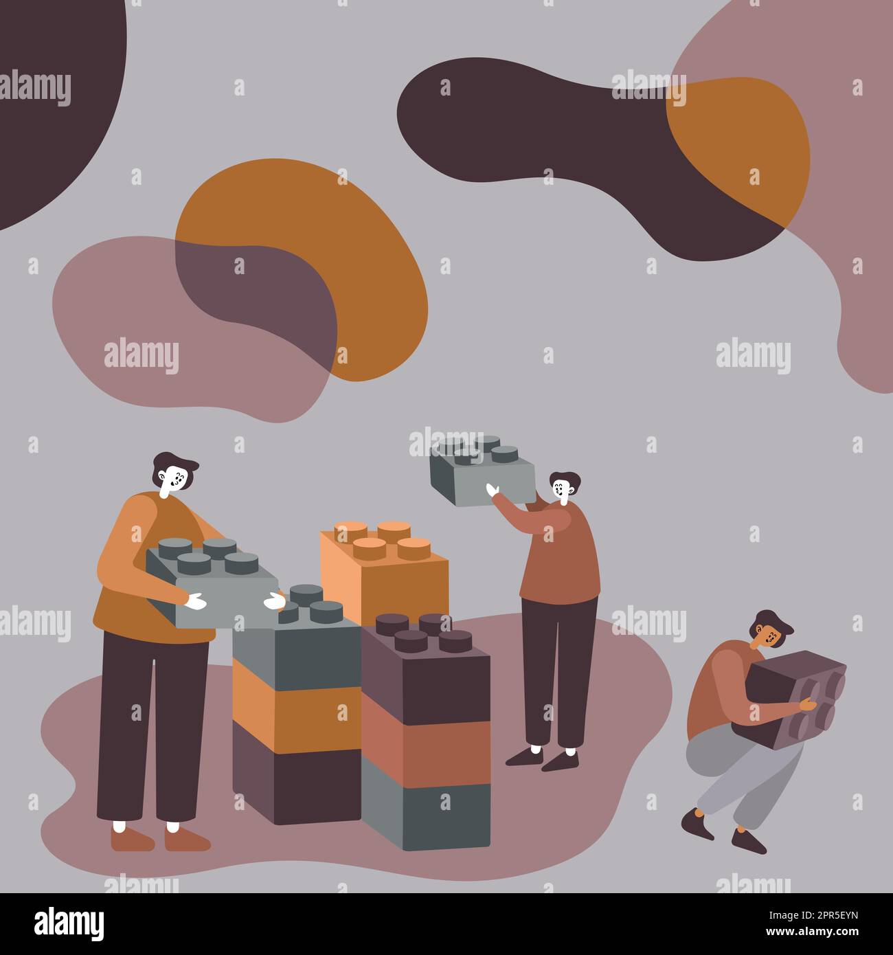 Three Colleagues Having Meeting Displaying Cube Representing Teamwork ...