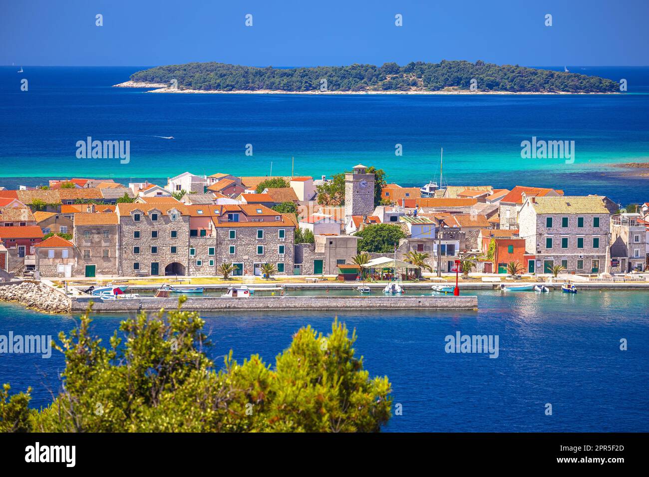 Island of Krapanj village panoramic view, sea sponge harvesting village ...