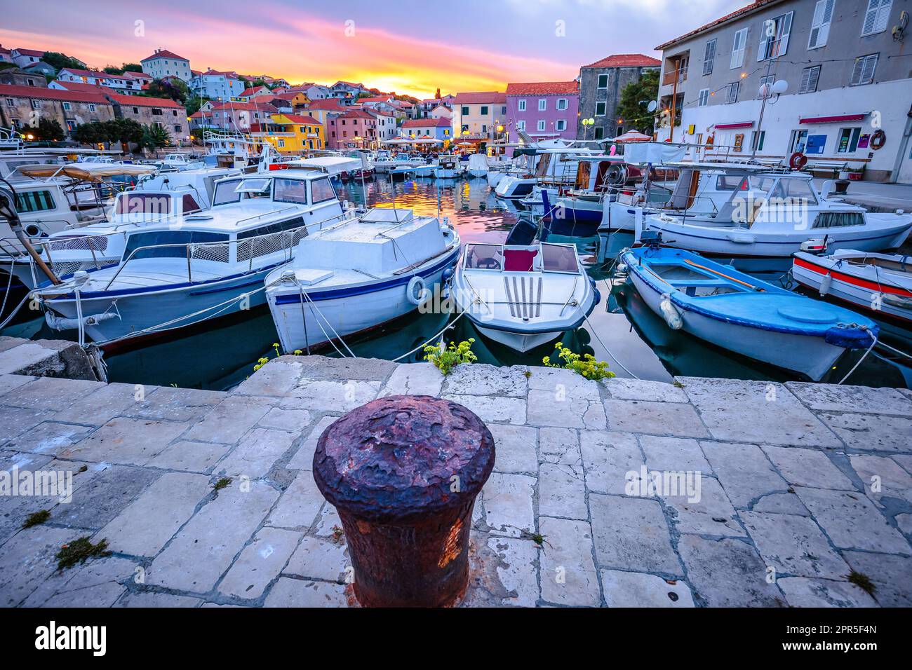 Village of Sali on Dugi Otok island colorful harbor sunset view ...