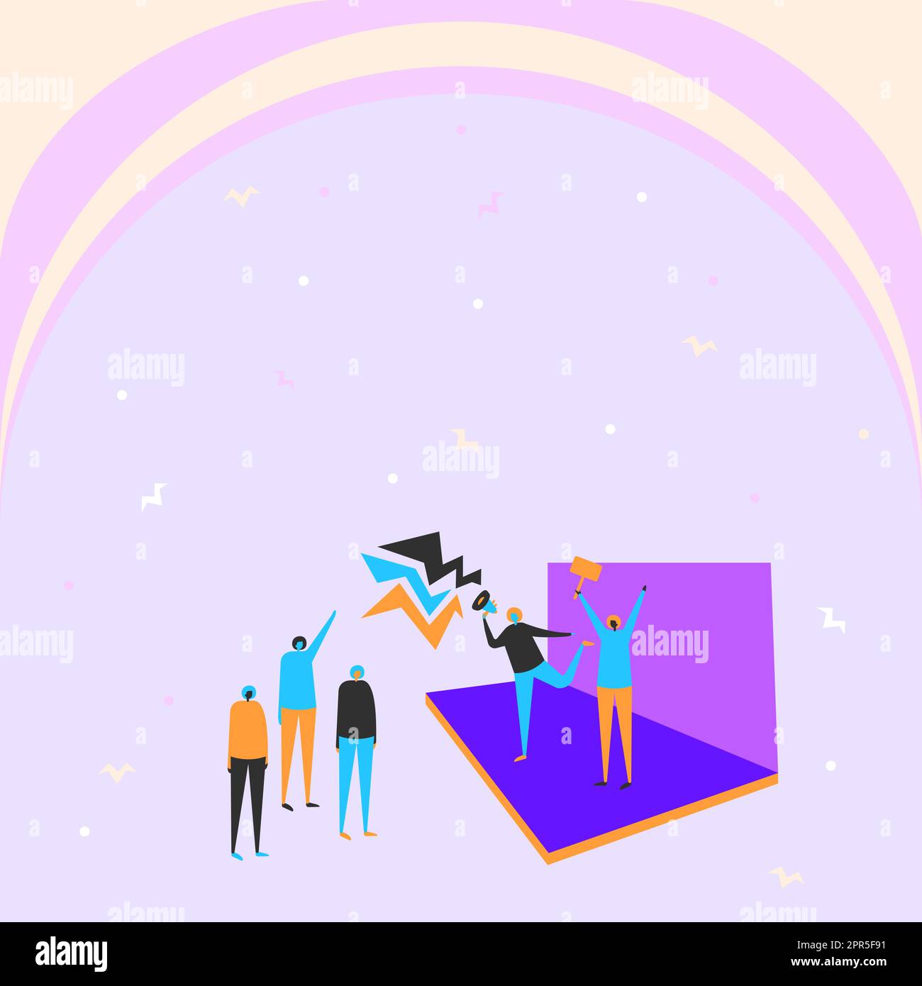 Illustration Of Couple On Stage Making Loud New Announcement To The ...