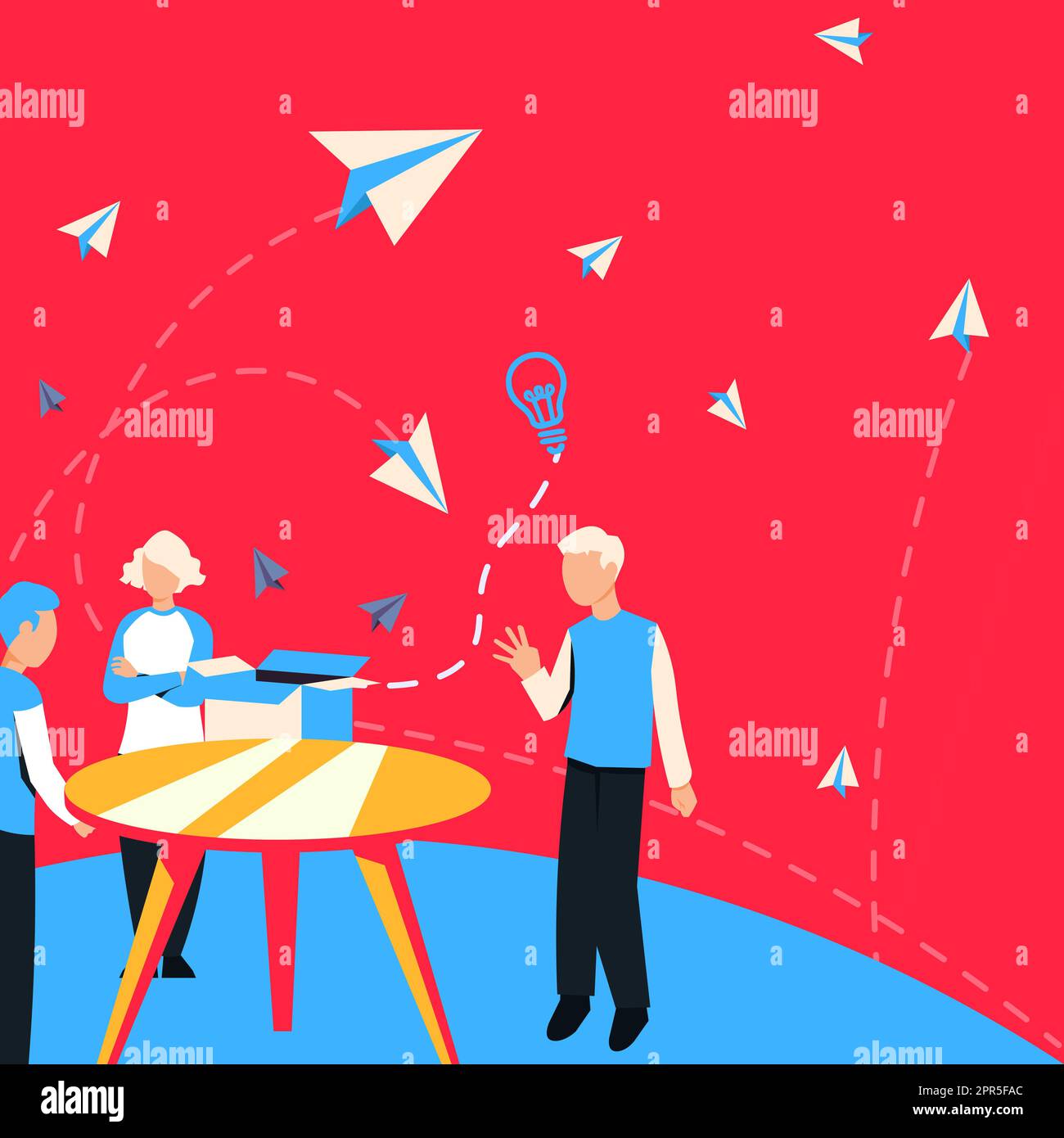 Colleagues Thinking New Innovative Ideas Around Table. Three People ...