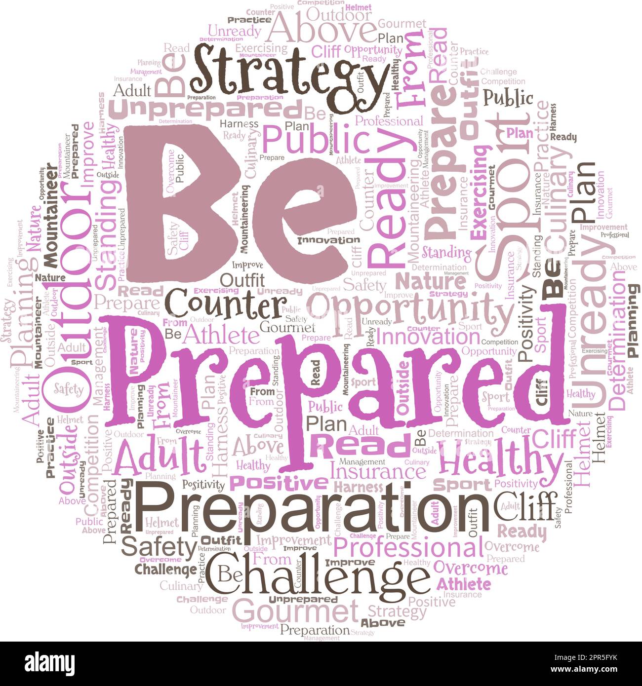 Big word cloud in the shape of circle with words be prepared. Make ...