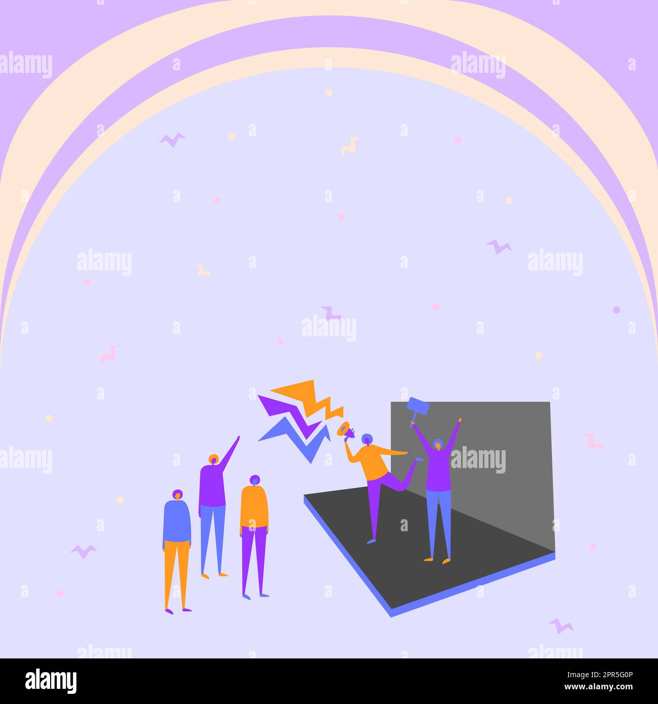 Illustration Of Couple On Stage Making Loud New Announcement To The ...