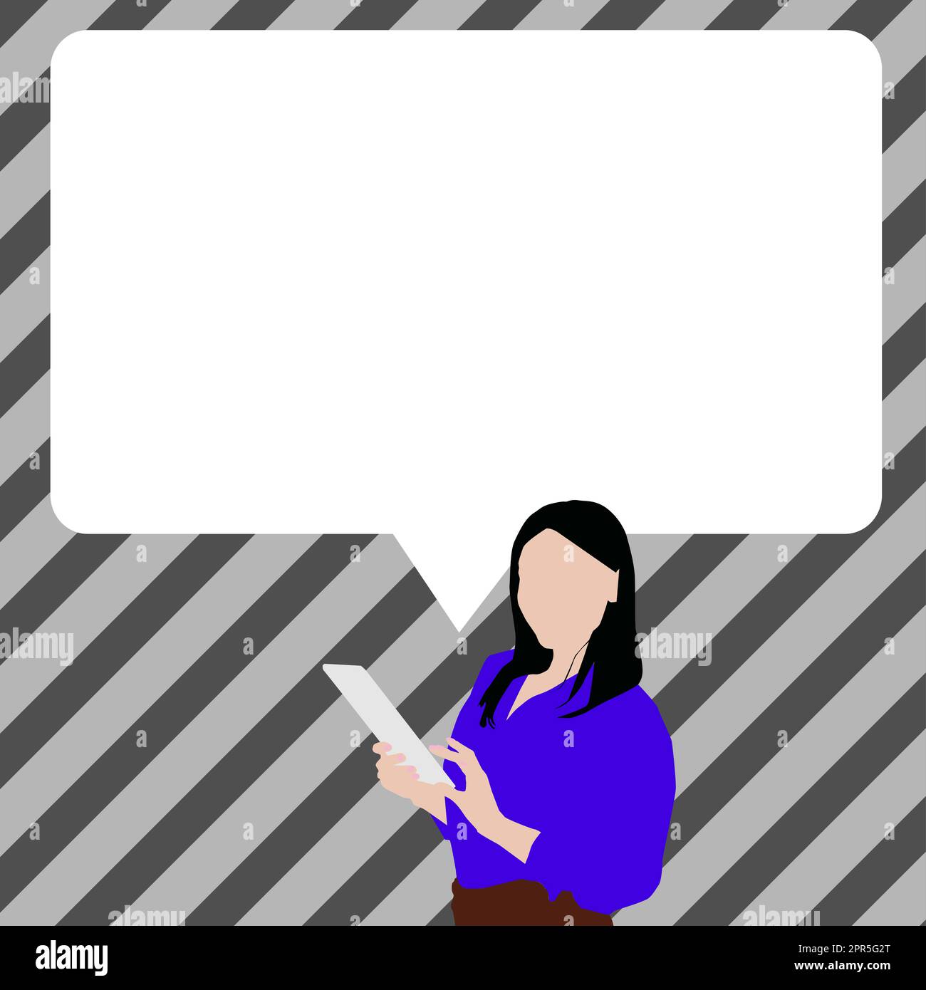 Presenter With Conversation Bubble Showing New Announcement. Colleague Speech Balloon Presenting ...