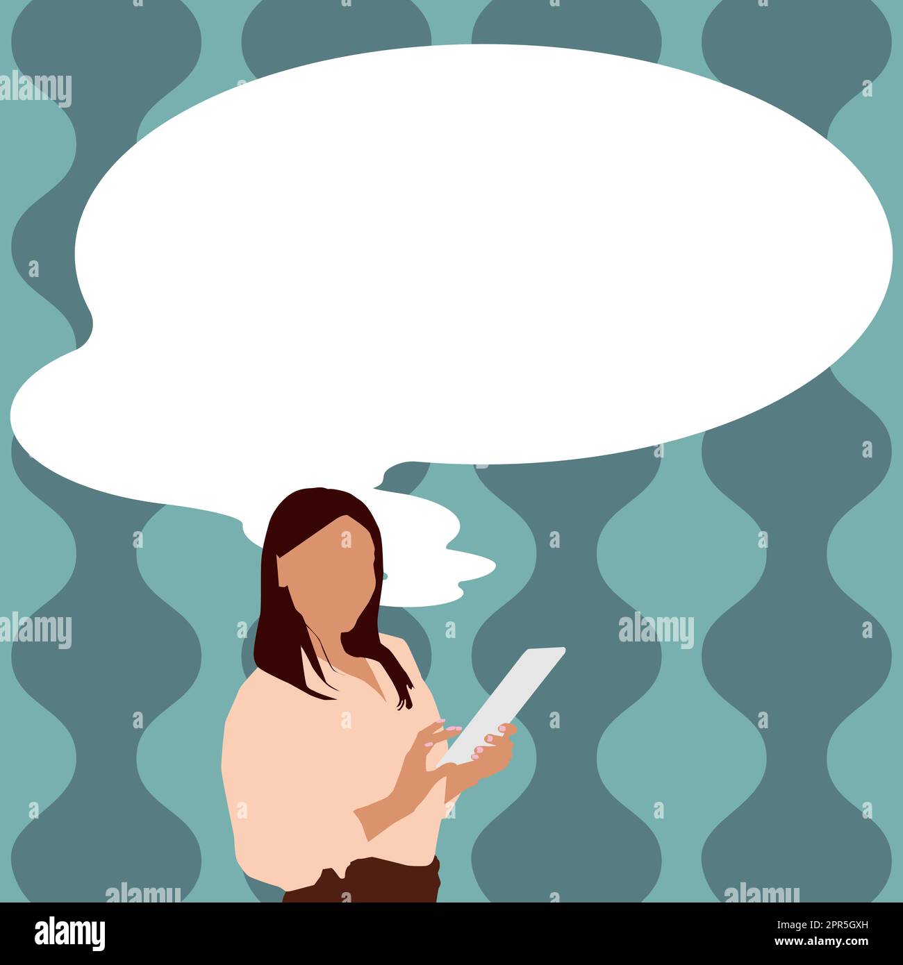 Presenter With Conversation Bubble Showing New Announcement. Colleague Speech Balloon Presenting ...