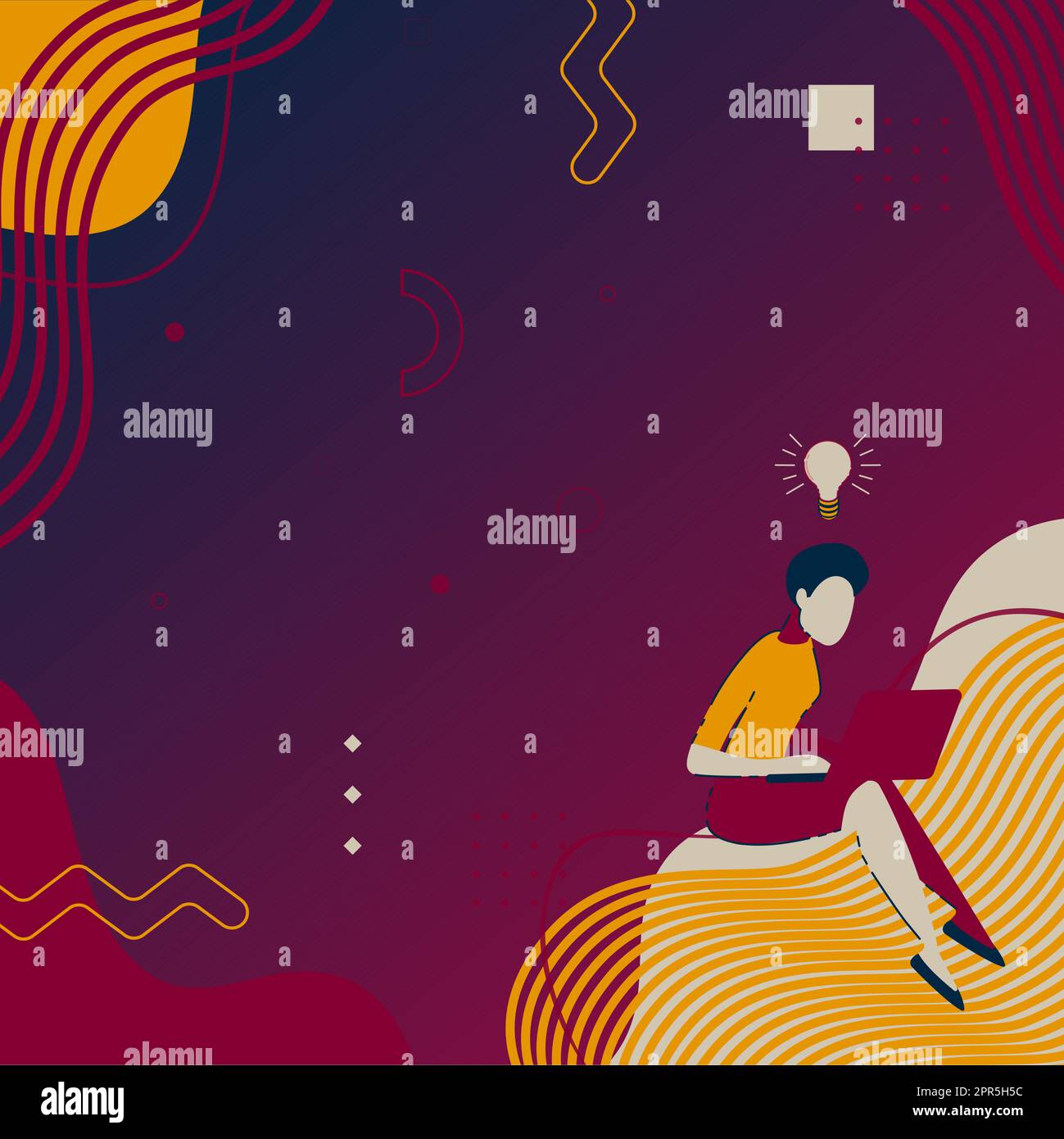 Woman Sitting With Laptop Actively Accomplishing Work From Home With ...