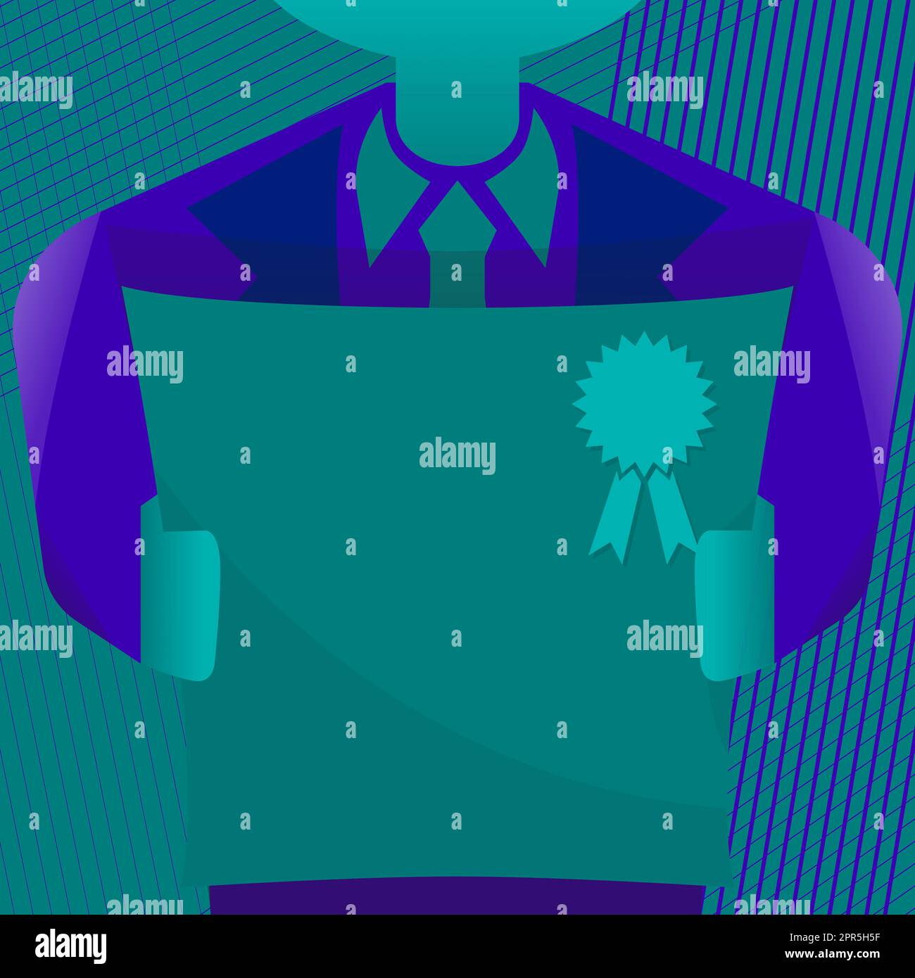 Child In Suit Holding Blank Paper Sheet With Stamp And Ribbons. Hands ...