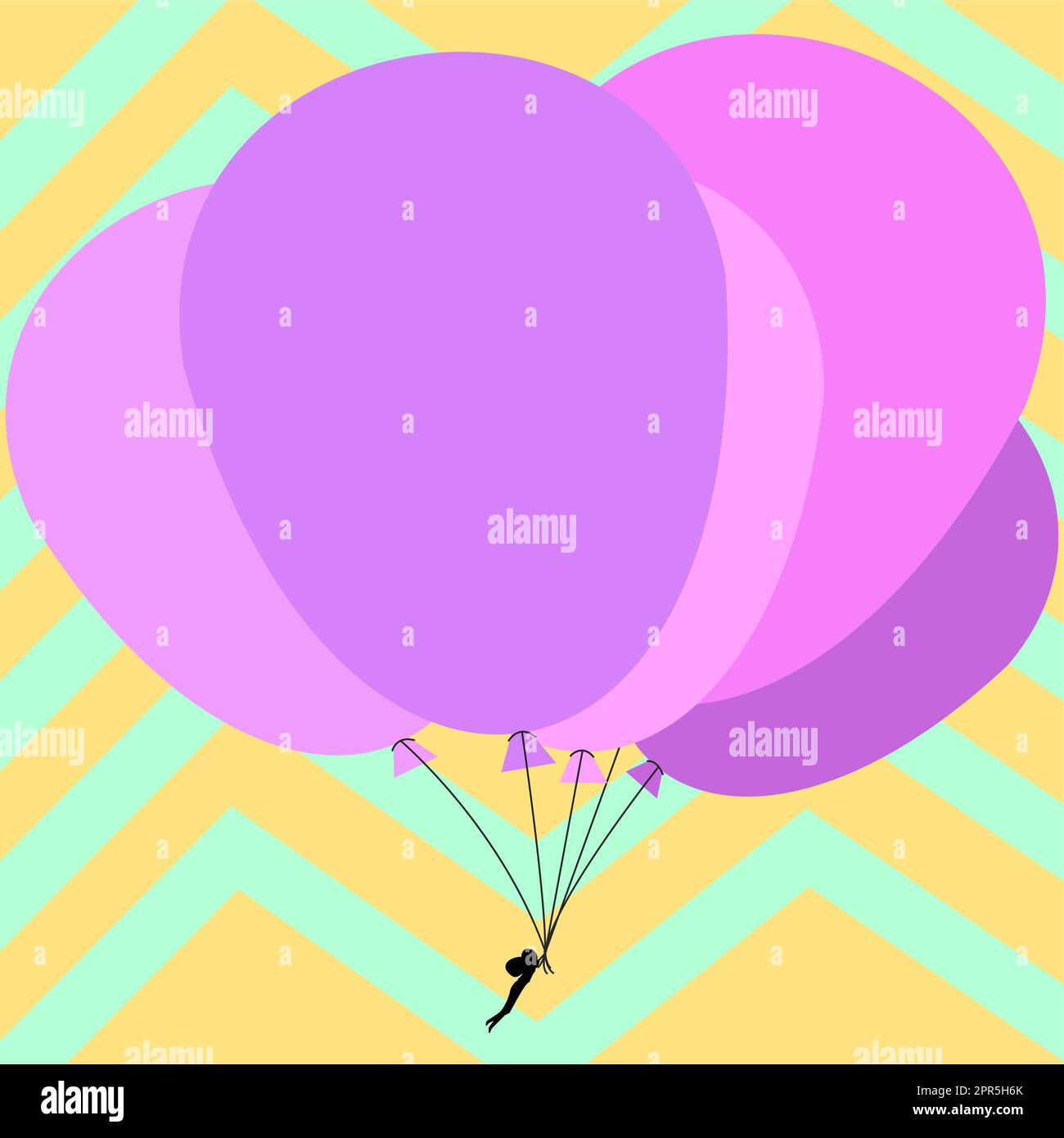 Man Holding Balloons Drawing Flying Around. Colorful Balloons With ...
