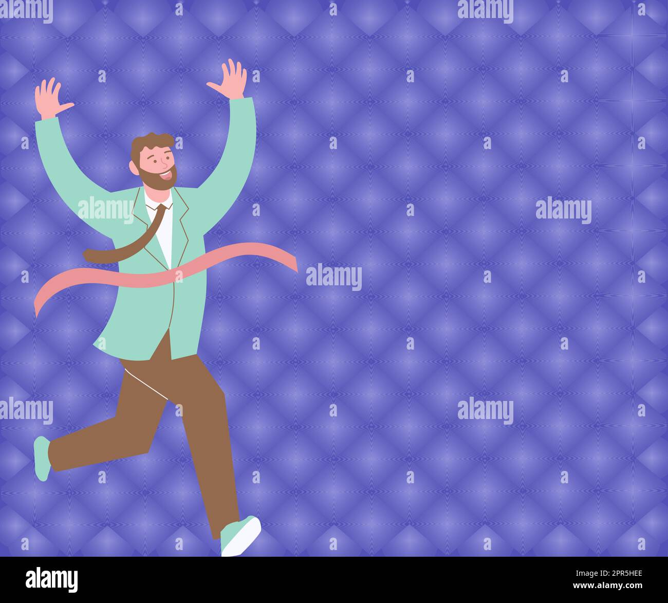 Gentleman In Suit Running Towards Finish Line Celebrating Success. Man ...
