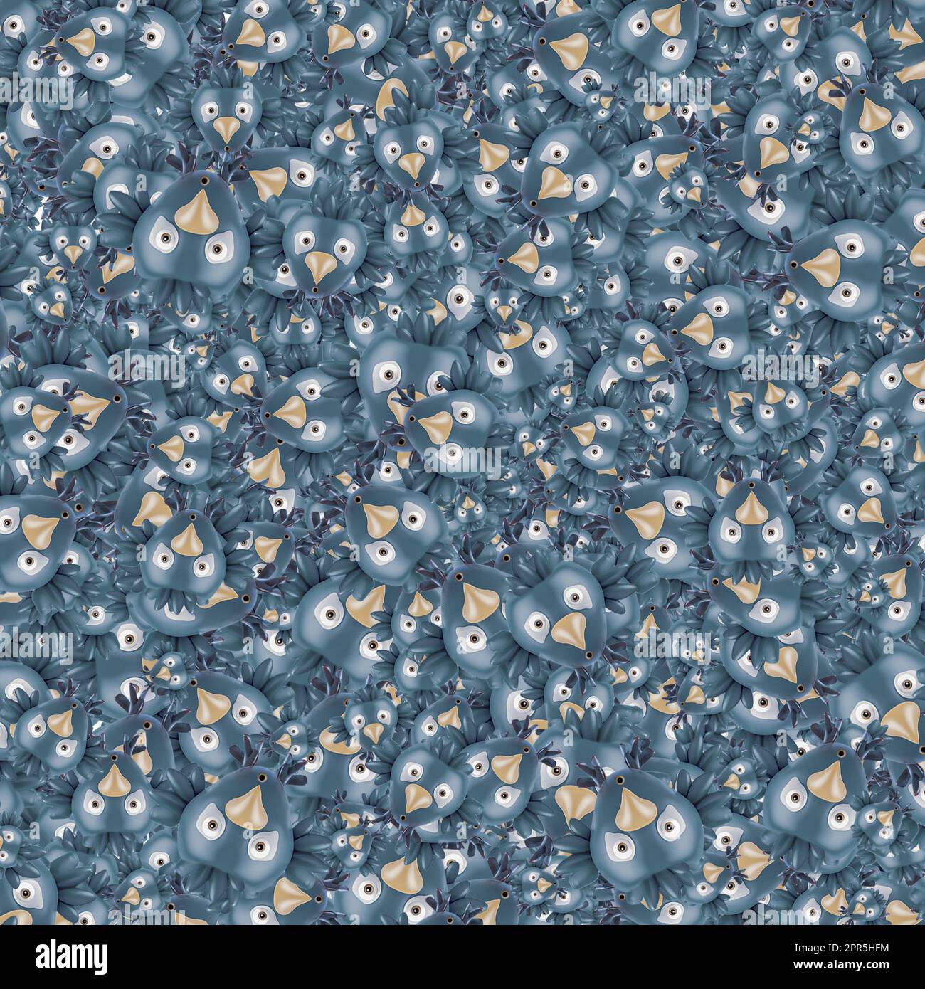 Fantasy 3d digital art style sad or scary expression blue bird motif ...