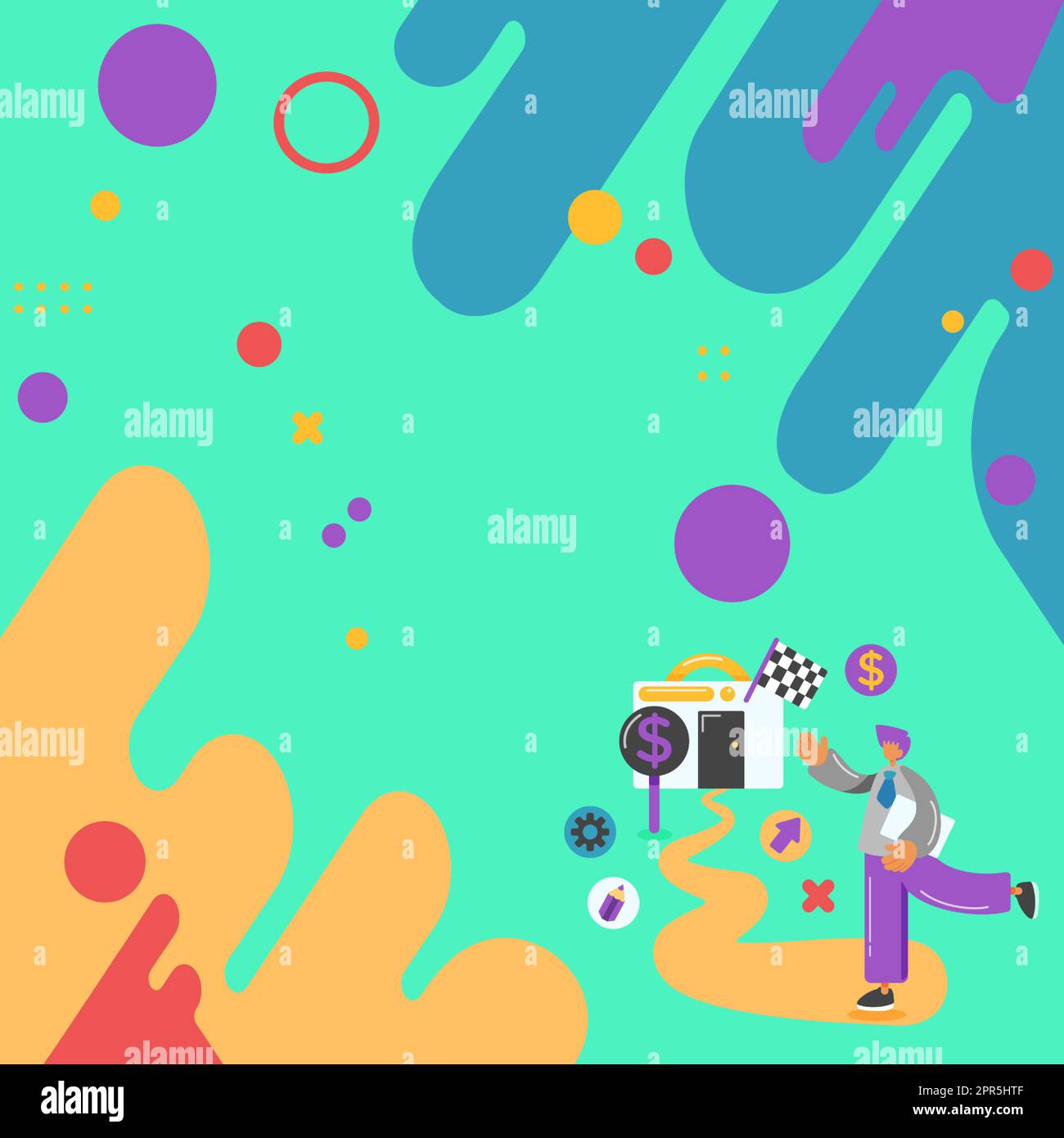 Businessman Holding Document, Going On Success Path. Happy Employee ...