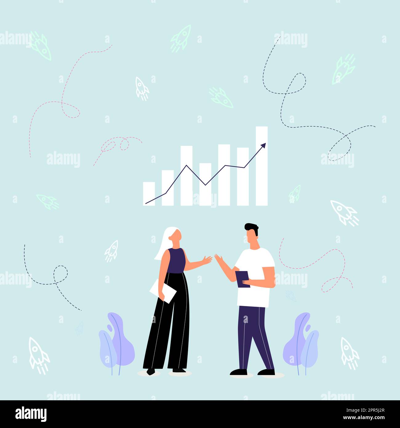 Illustration Of Partners Sharing New Wonderful Ideas For Skill ...