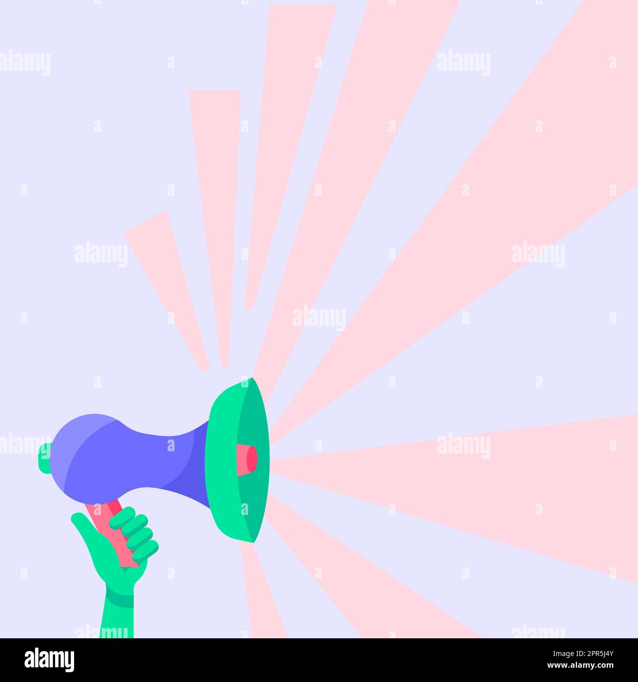 Illustration Of Hand Holding Megaphone With Sun Ray Making New ...