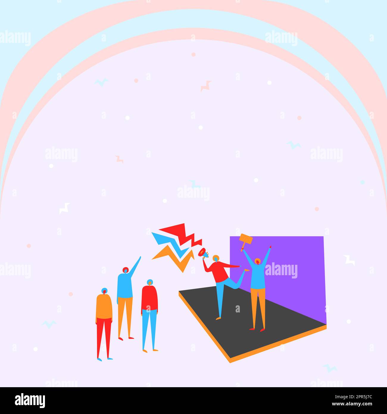 Illustration Of Couple On Stage Making Loud New Announcement To The ...