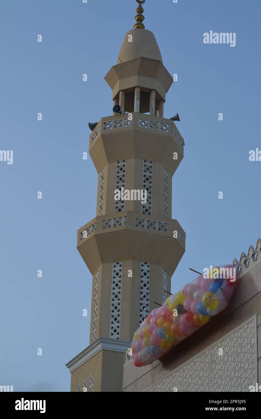 Background of festive and celebrations outside a mosque in Cairo Egypt ...