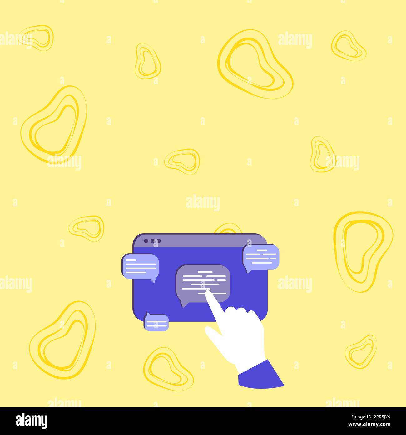 Hand Showing Graph Growth Pointing Web Browser Screen With Chat Bubbles ...