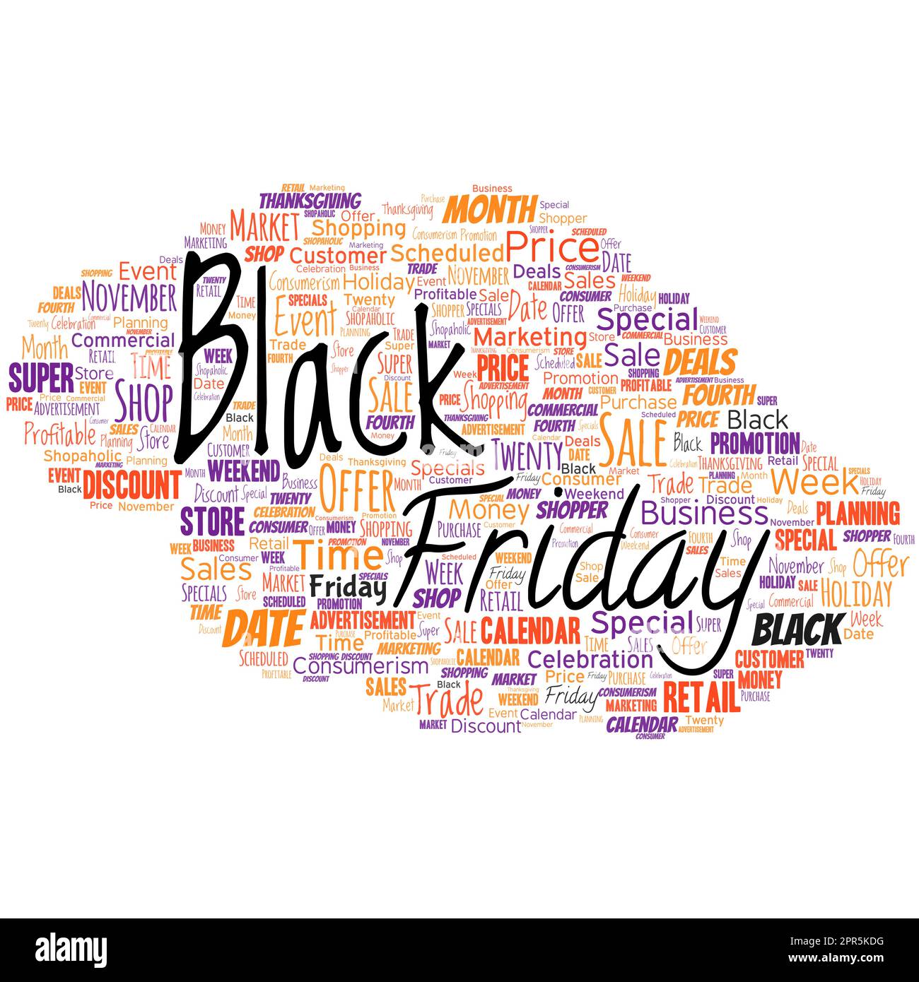 Big word cloud with words black friday. The day after the US holiday of ...