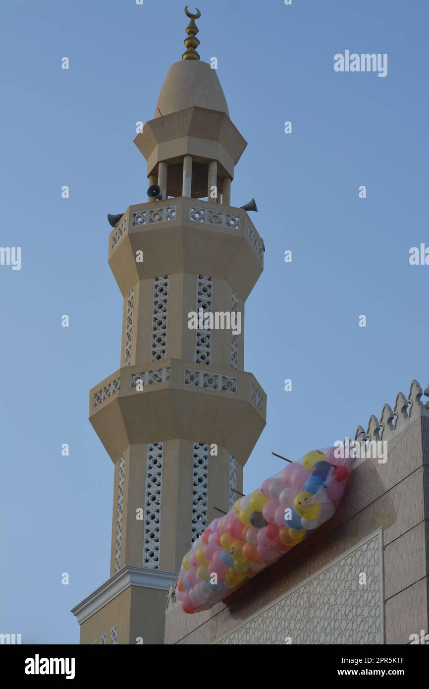 Background of festive and celebrations outside a mosque in Cairo Egypt ...