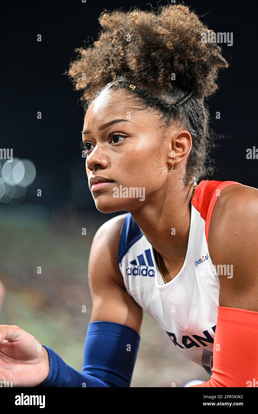 Marie Julie Bonnin participating in the pole vault at the European ...
