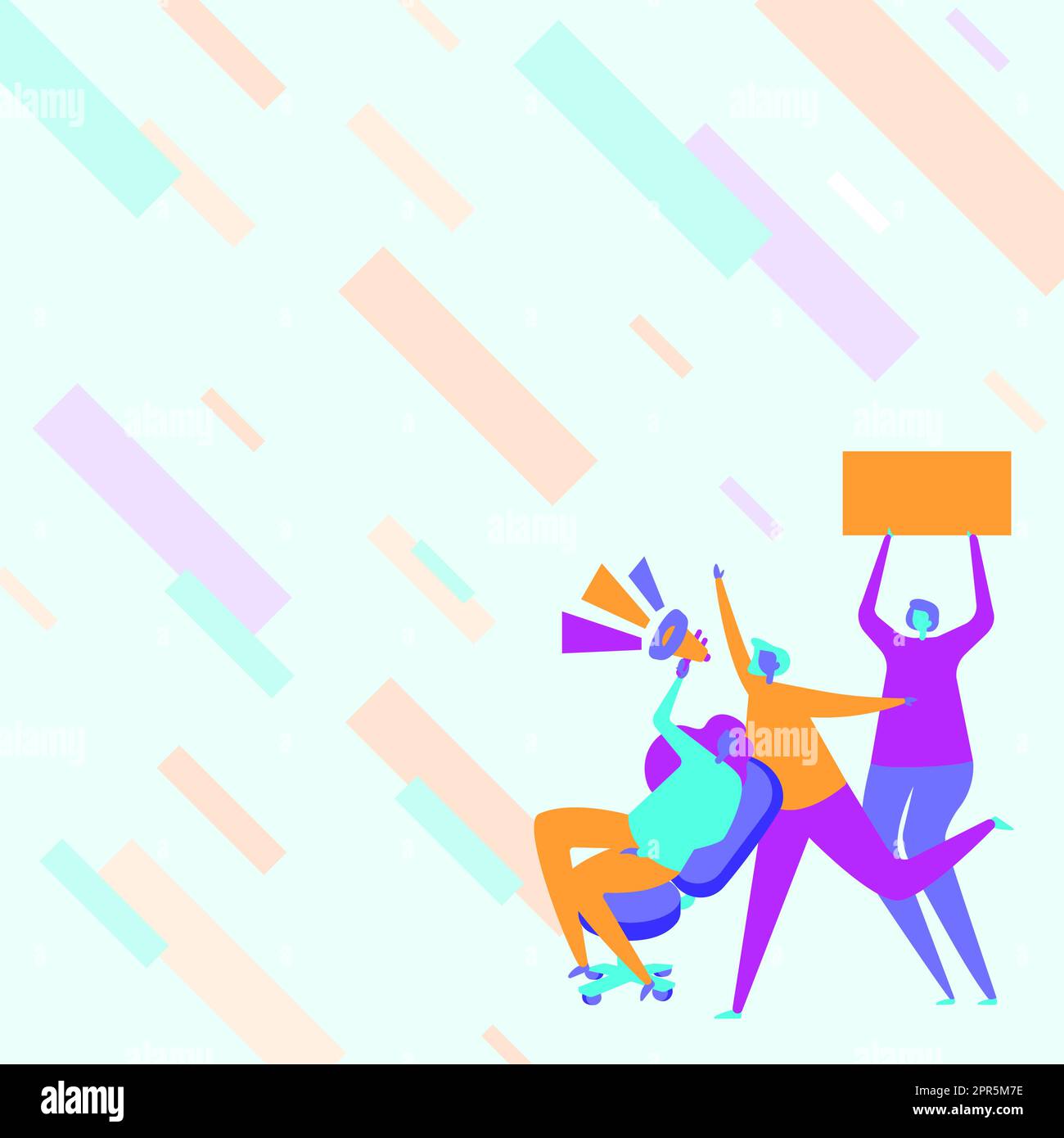 Woman Drawing Sitting Holding Megaphone Making New Announcement To The ...