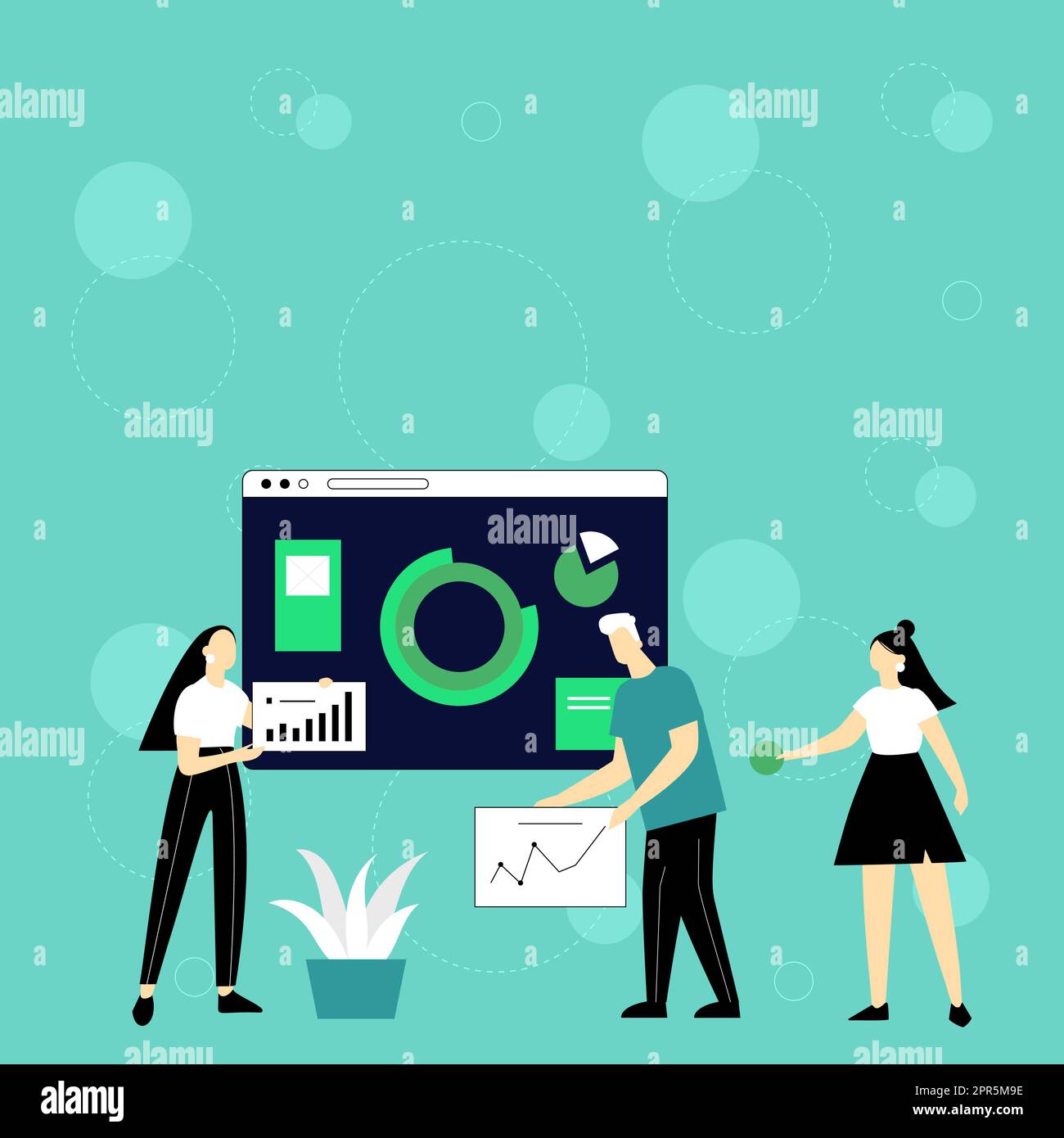 Illustration Of Employee Helping Together Sharing New Wonderful Ideas ...