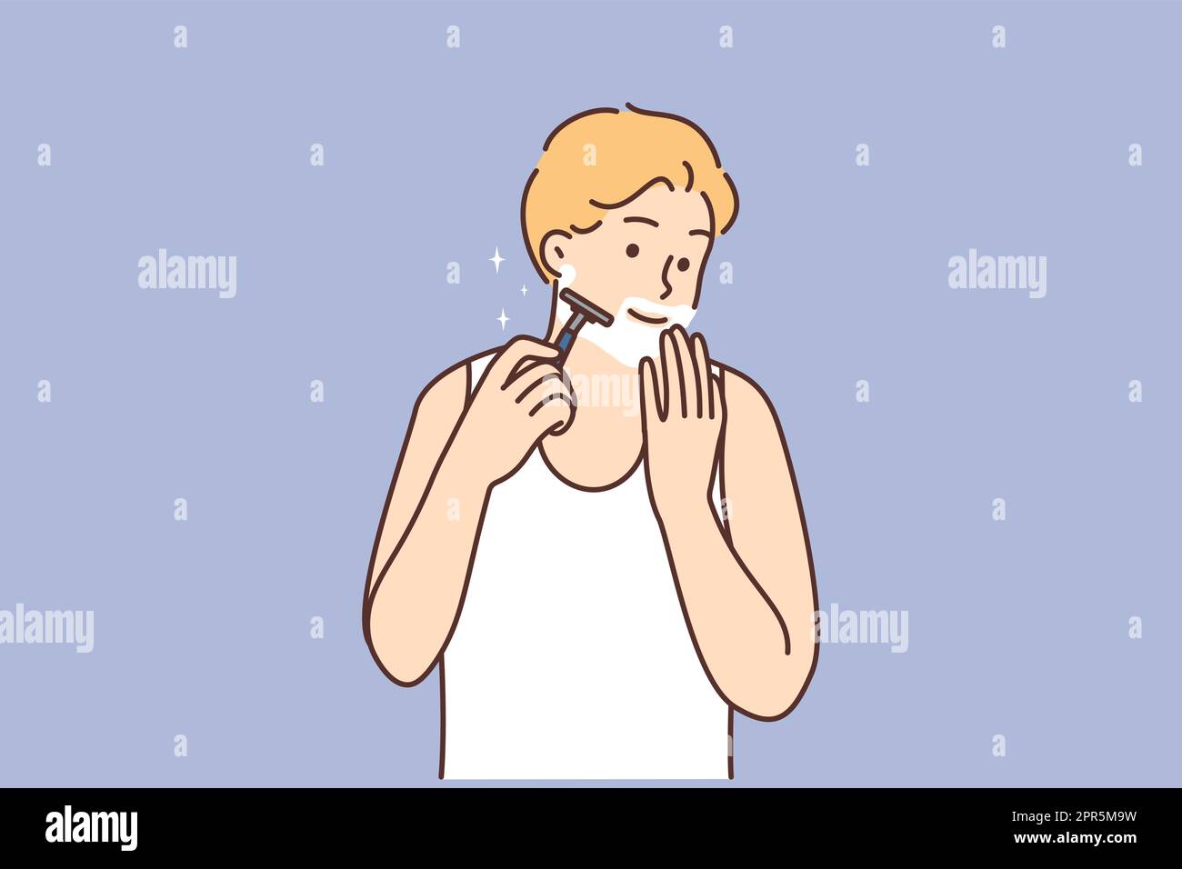 Cartoon man shaving beard razor hi-res stock photography and images - Alamy