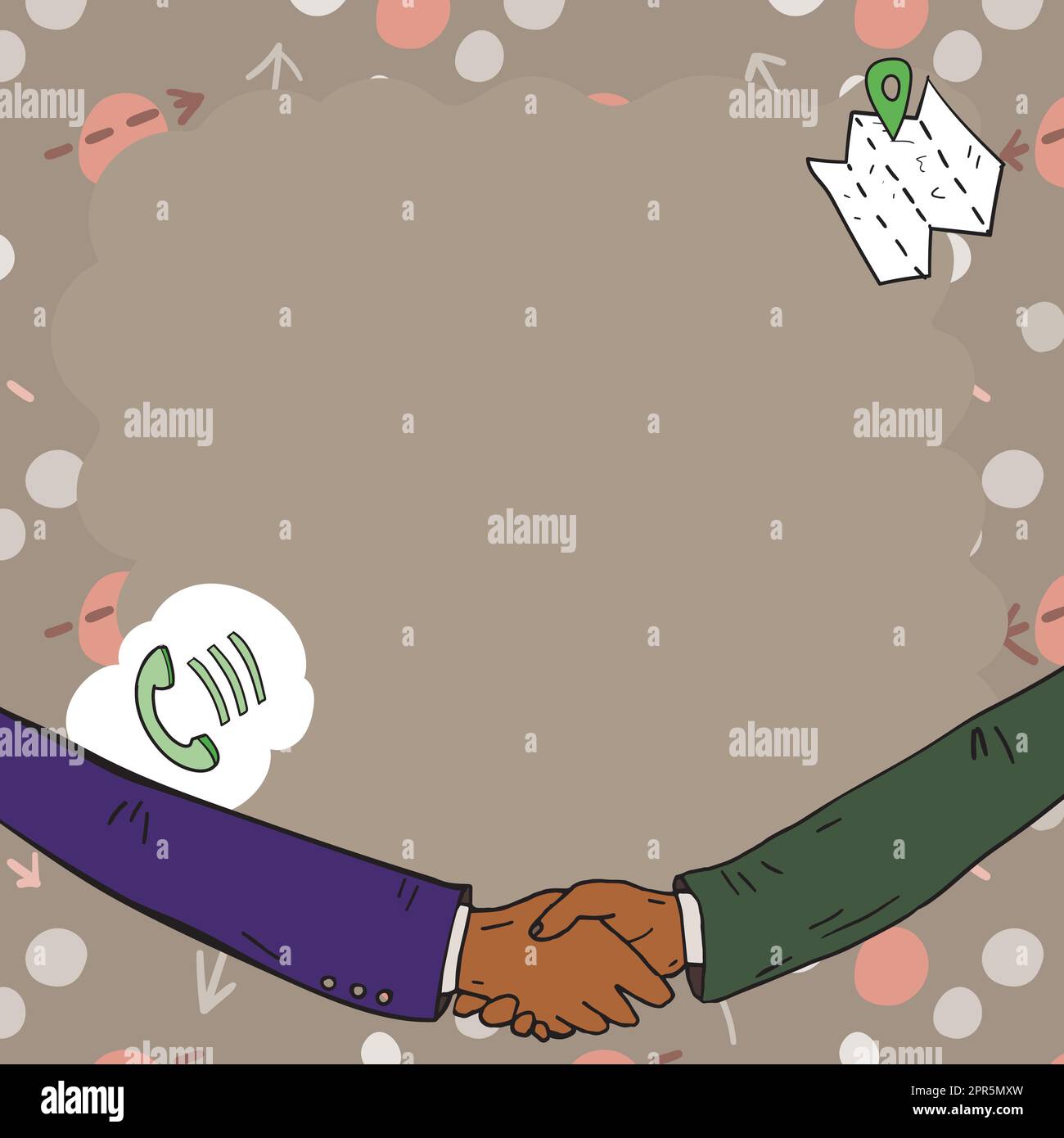 Blank frame decorated with communication harmony symbols. Empty poster ...