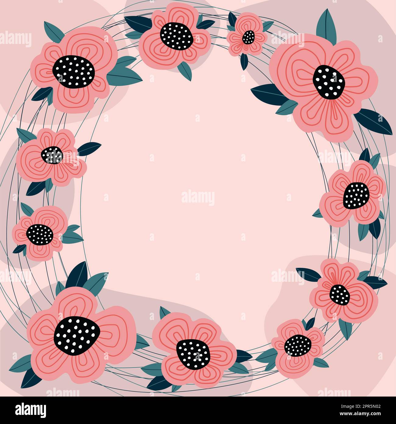 Text Frame Surrounded With Assorted Flowers Hearts And Leaves ...