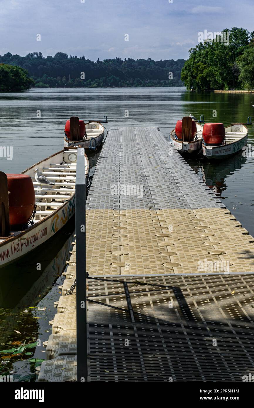 Hamilton, Ontario, Canada, August 2019 - Vertical view of a dragon boat ...