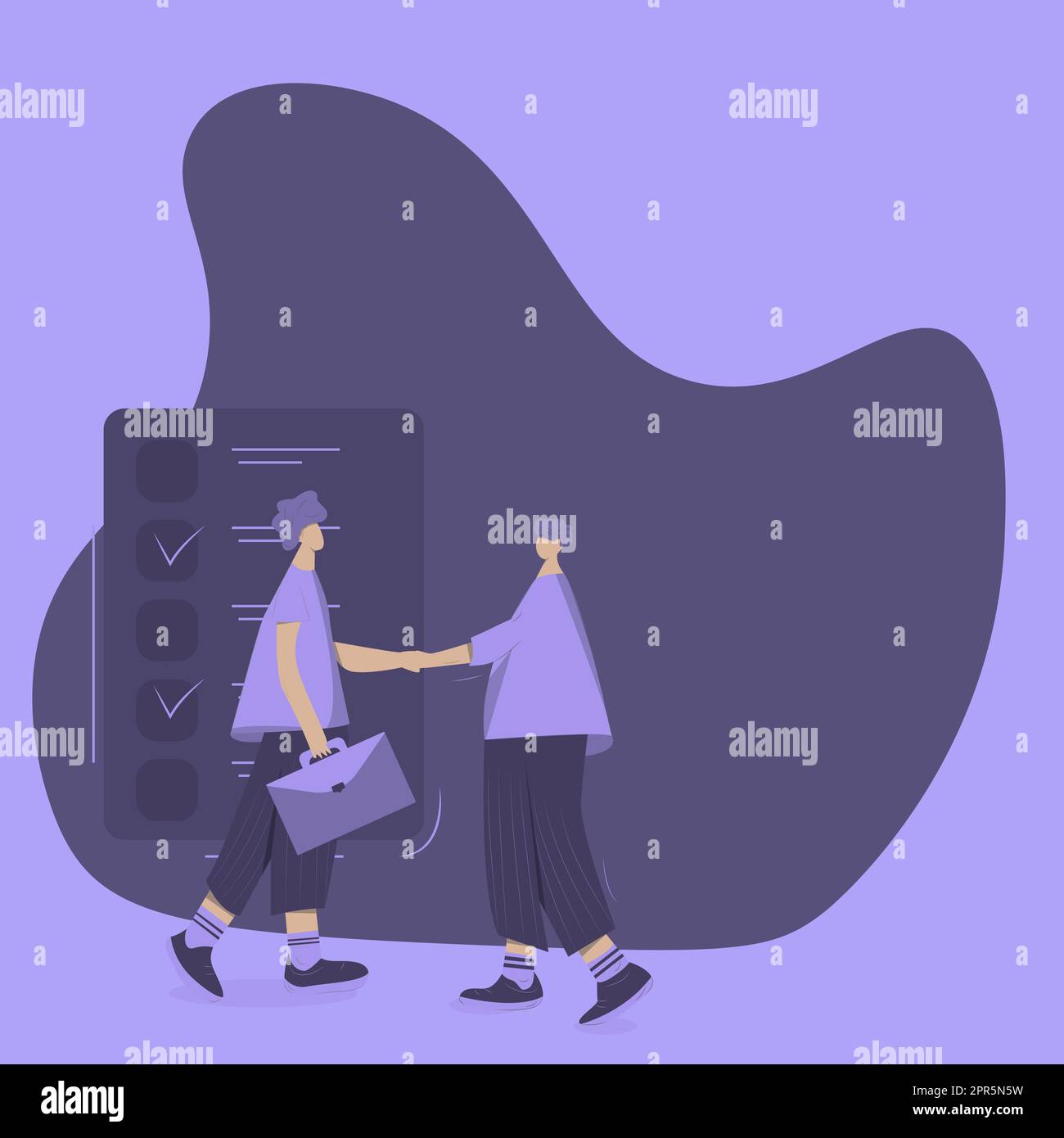 Two Men Drawing With Paper Background Shake Hands Presenting Agreement ...