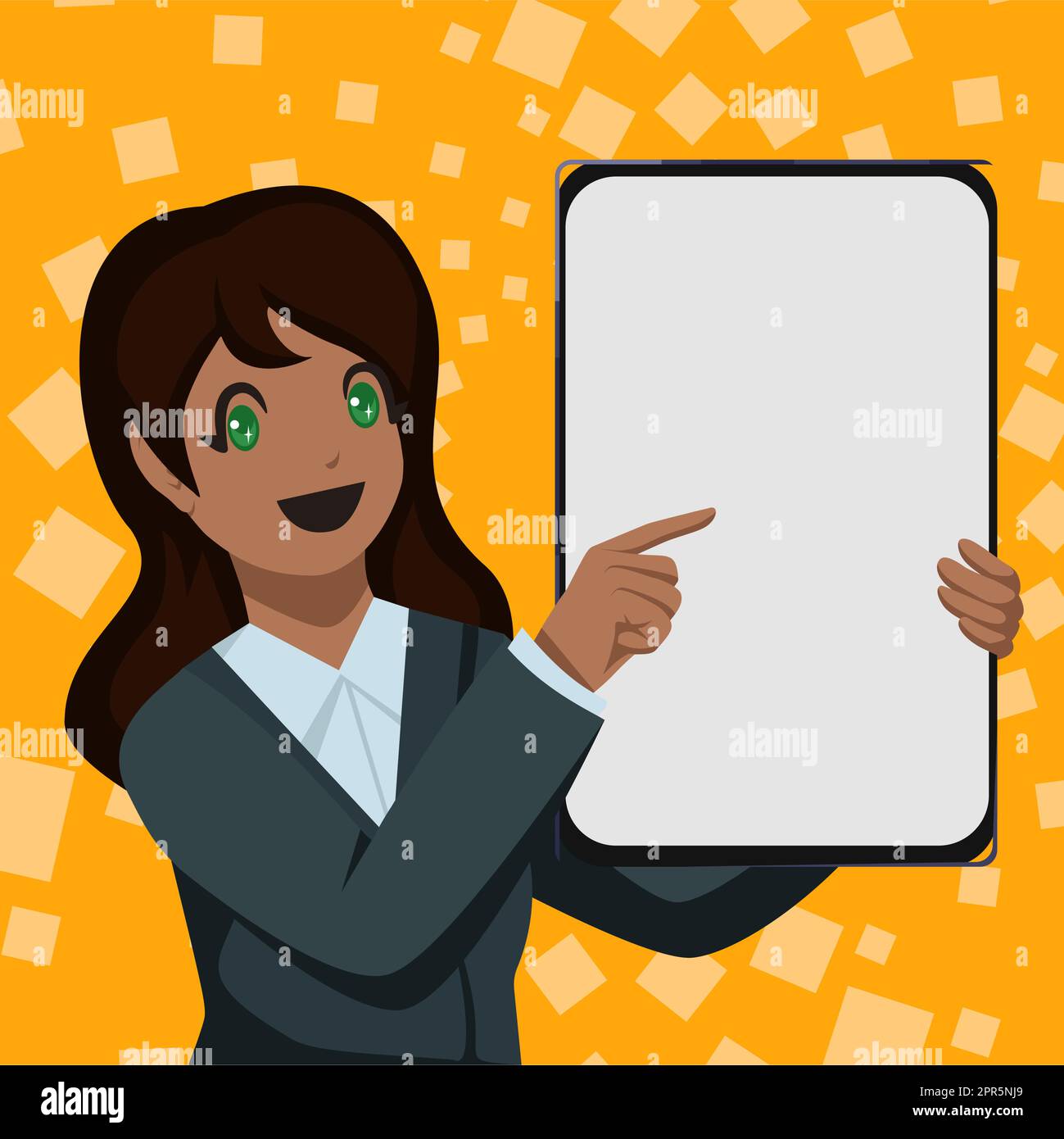Cartoon woman pointing holding paper Stock Vector Images - Alamy